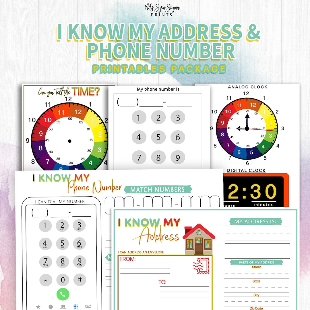 I Know My Address and Phone Number, All About Me, Learn to Tell Time ...