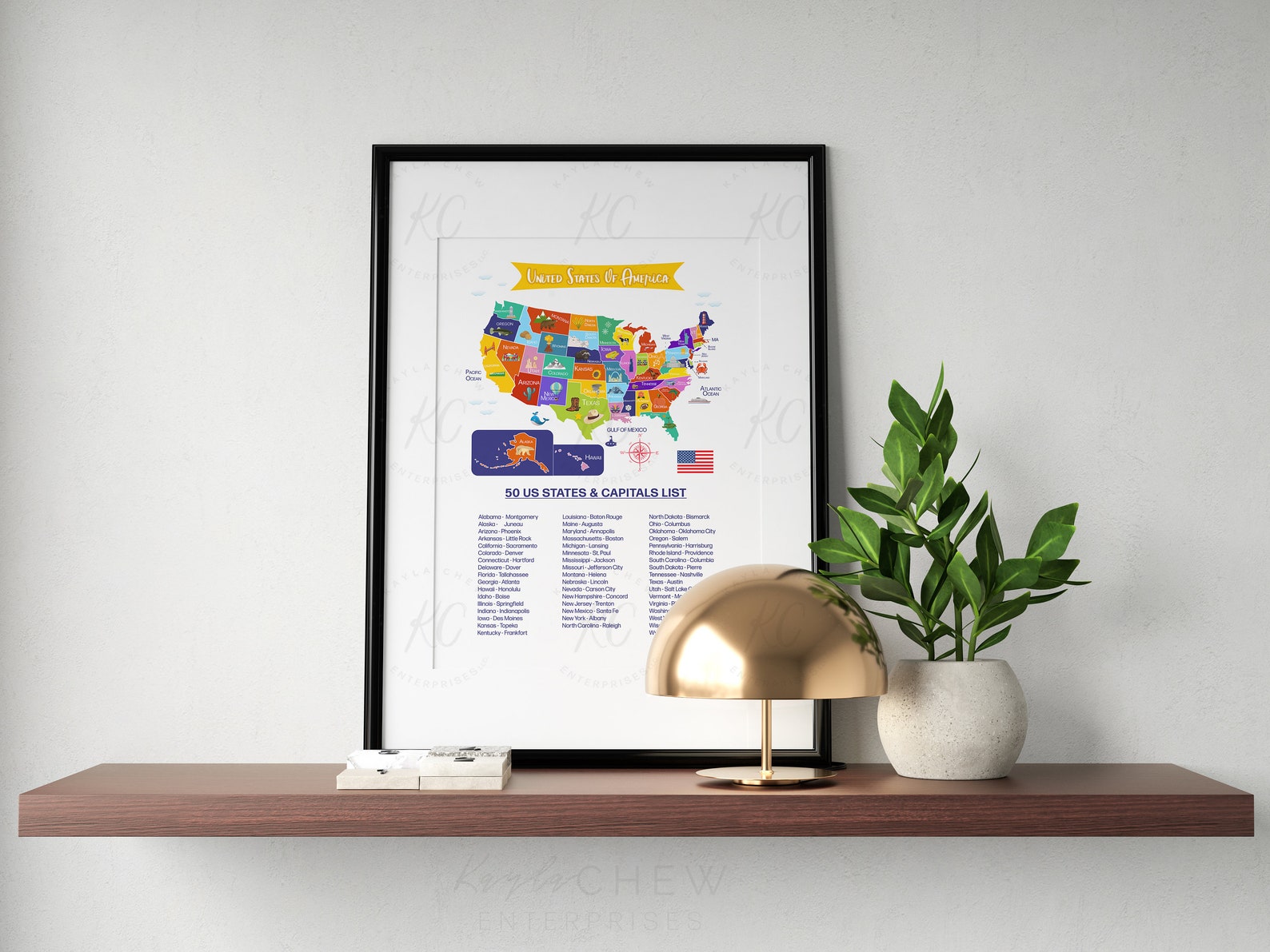 Printable United States of America Map Homeschool Classroom - Etsy