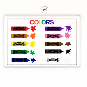 Colors Printable Poster, Nursery Art, Preschool Poster, Homeschool ...