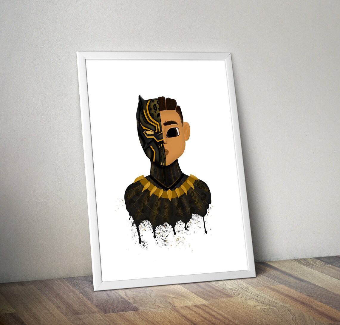 Black Panther Boy, Printable Art, Black Boy, Afro Art, African American ...