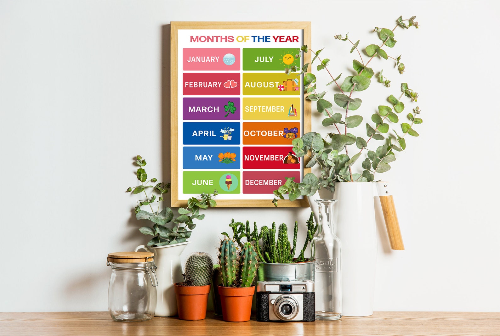 Months of the Year Chart, Colorful Kids Educational Poster (digital ...