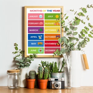 Months of the Year Printable Poster, Nursery Art, Preschool Poster ...