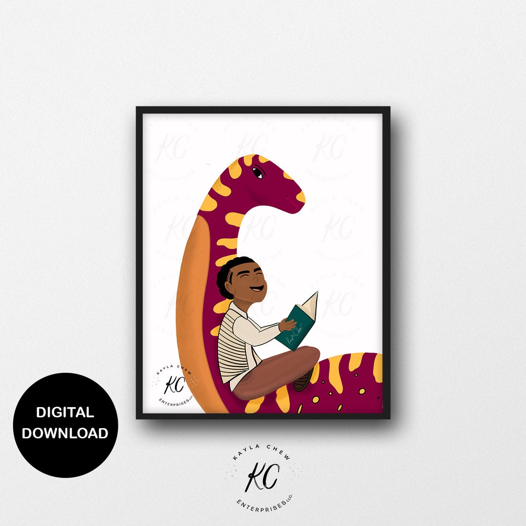 Dinosaur Art Printable, Afro Art, African American Art, Printable Wall ...