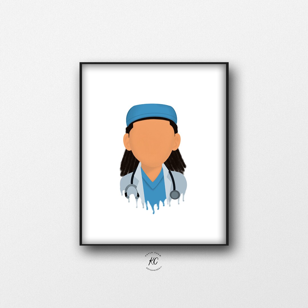 Doctor With Locs Art Printable, Afro Art, African American Art ...