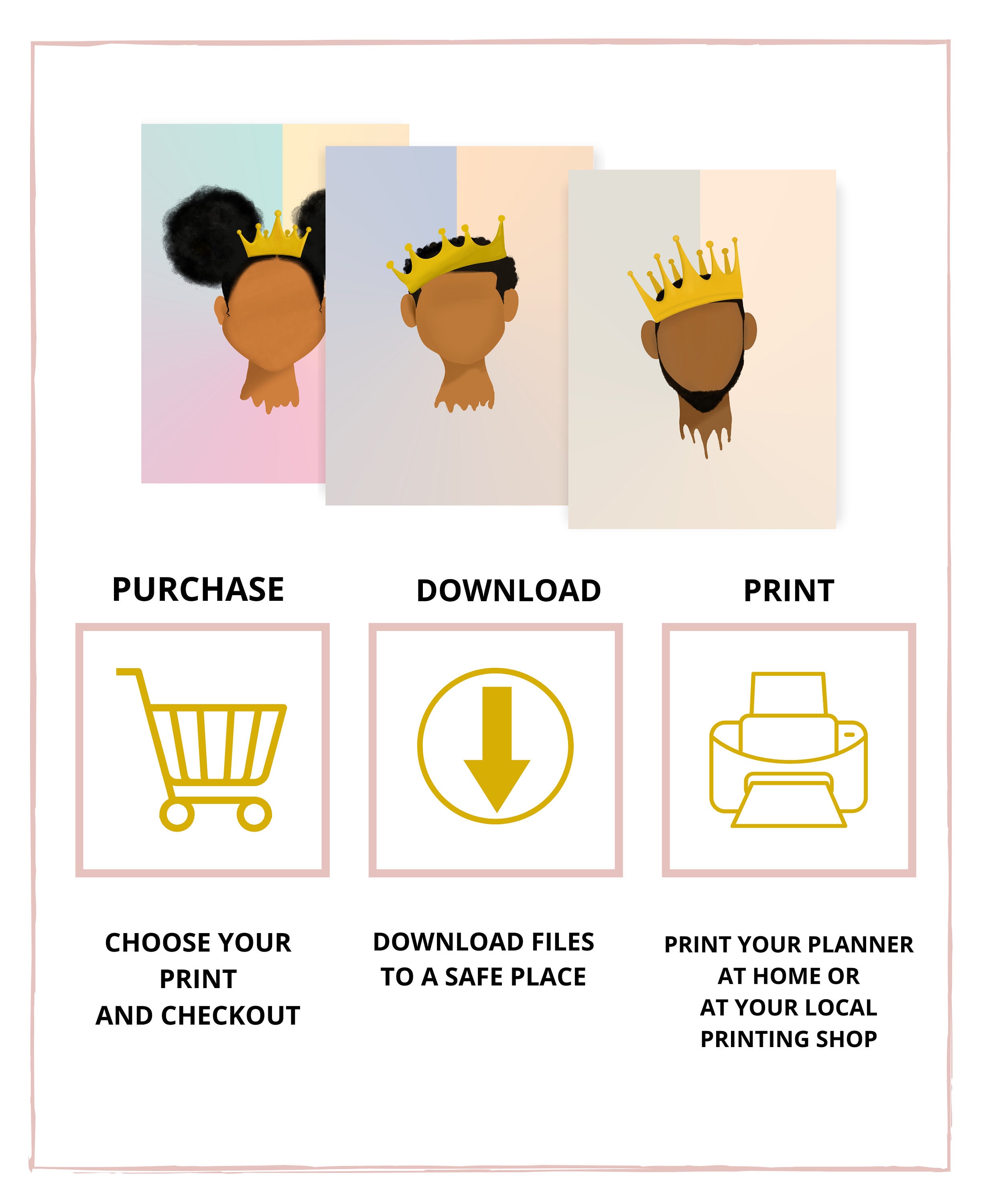 Two Young Kings Art Printable, Brother Afro Art, Printable Wall Art ...