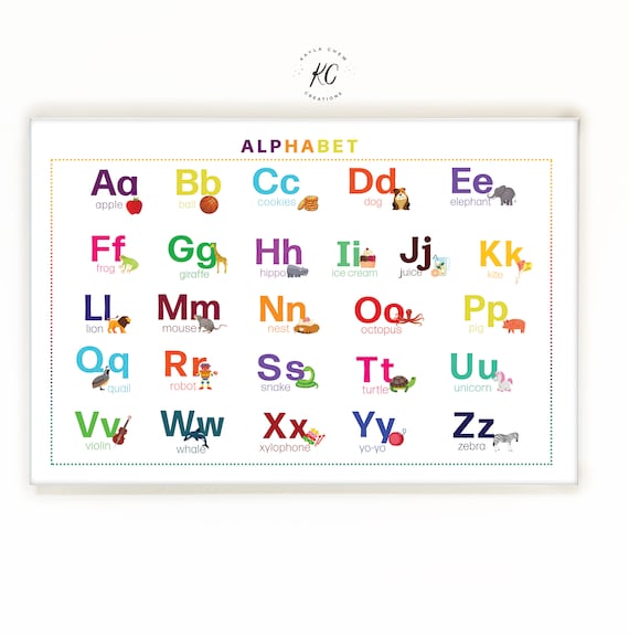 ABC Printable Poster Nursery Art Preschool Poster | Etsy