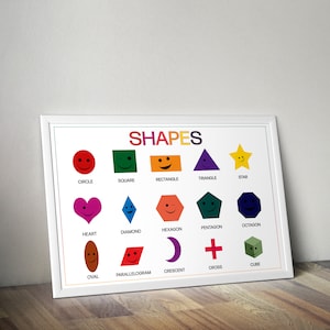 Shapes Printable Poster, Nursery Art, Preschool Poster, Homeschool ...