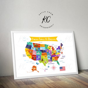 Printable United States of America Map, Homeschool, Classroom, Kids ...