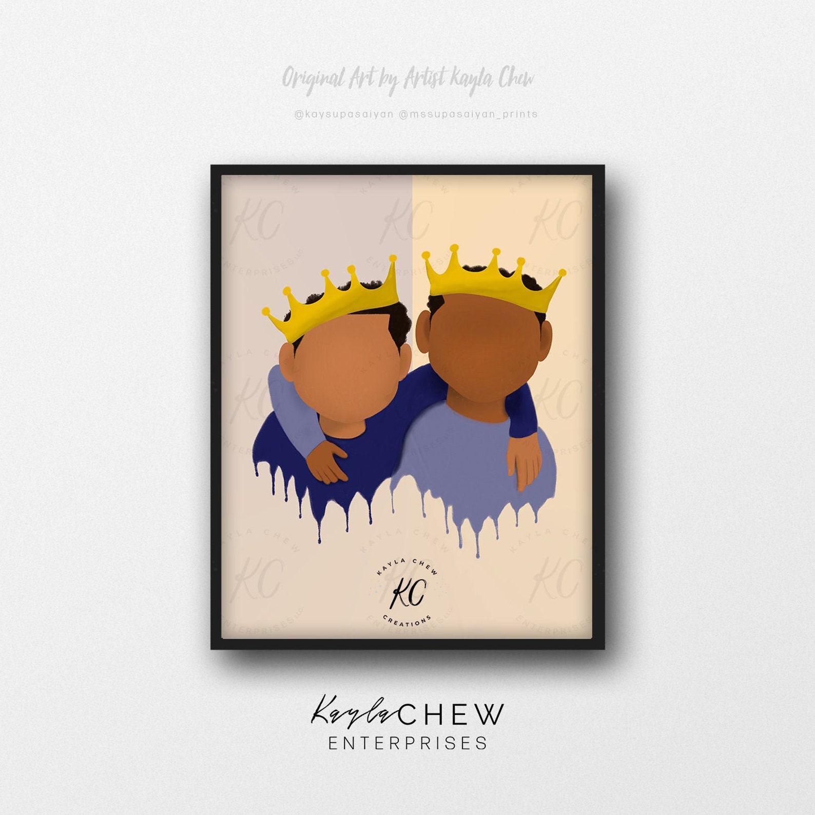 Two Young Kings Art Printable, Brother Afro Art, Printable Wall Art ...