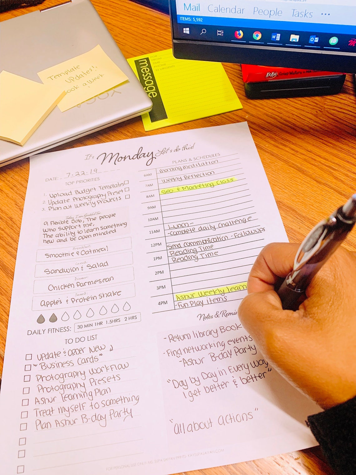 Daily Planner–work Planner – Planner Insert–printable Planner–instant ...