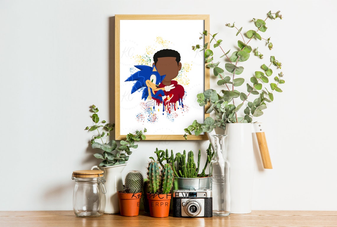 Sonic Printable Art Black Boy Afro Art African American - Etsy