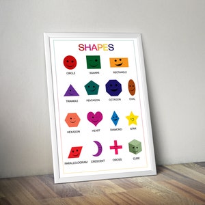 Shapes Printable Poster, Nursery Art, Preschool Poster, Homeschool ...
