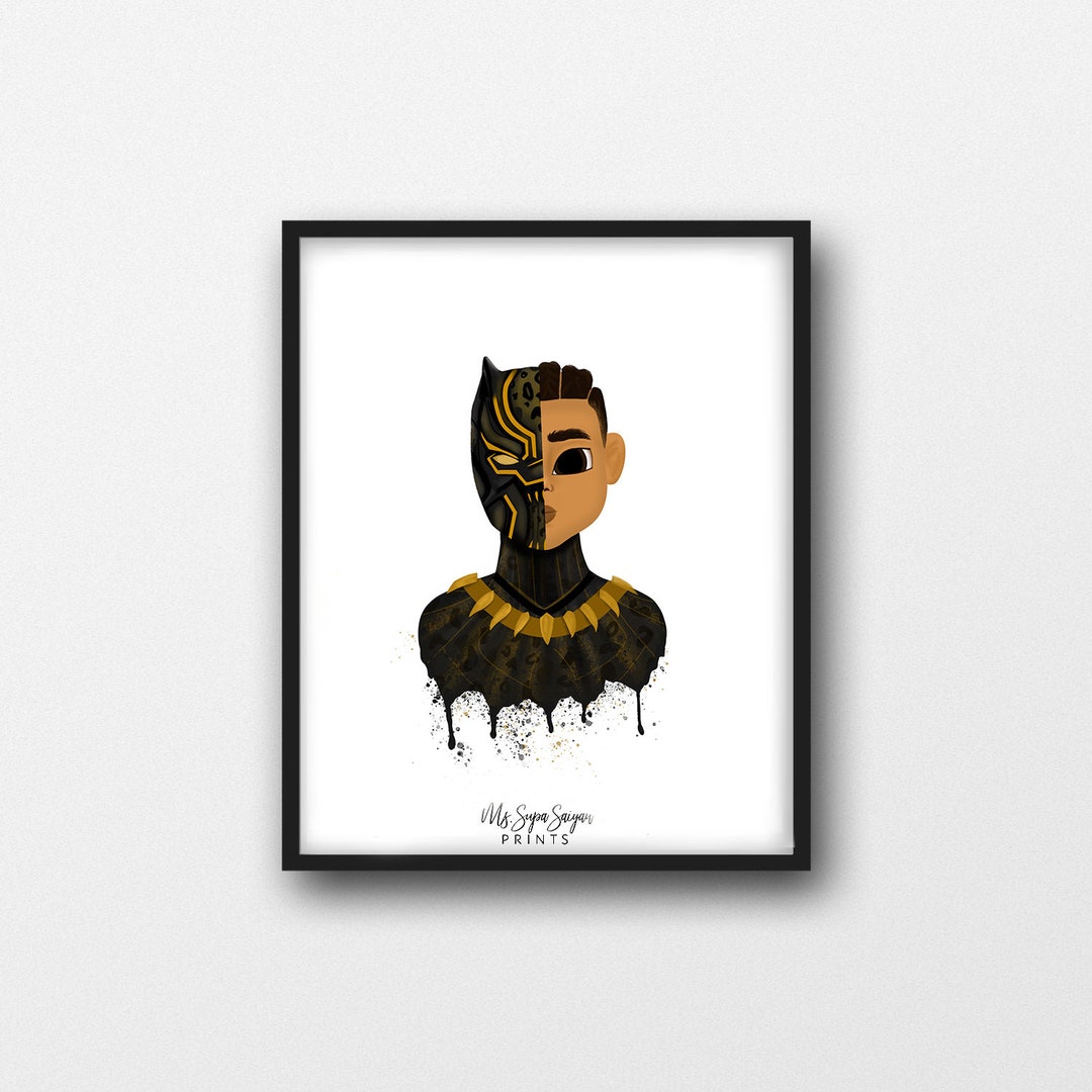 Black Panther Boy, Printable Art, Black Boy, Afro Art, African American ...