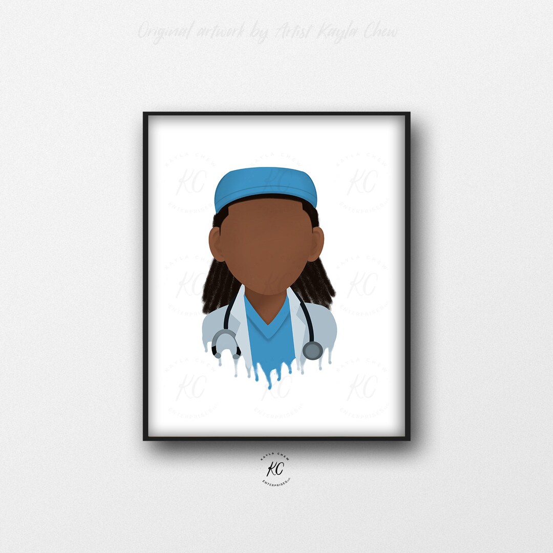 Doctor With Locs Art Printable, Afro Art, African American Art ...