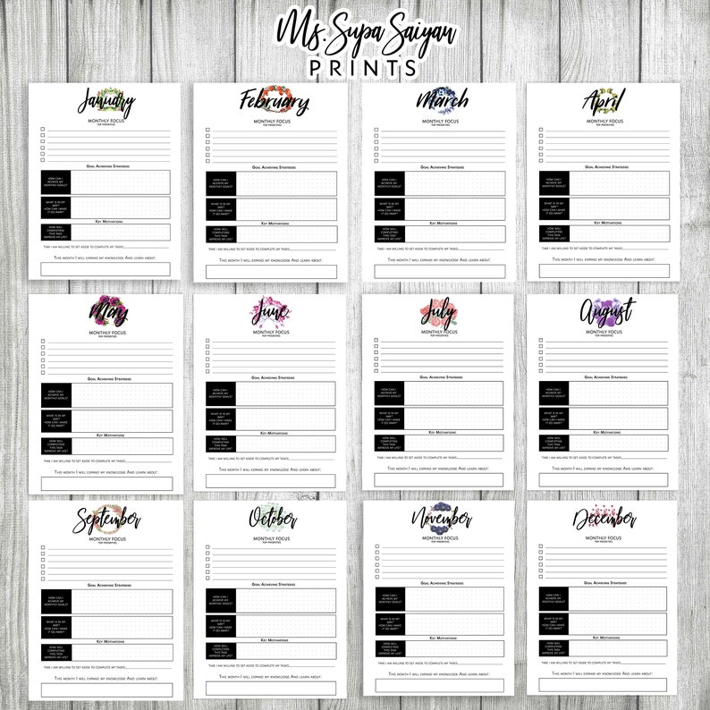 Monthly Focus Planner Monthly Goal Planner Goal Planner - Etsy