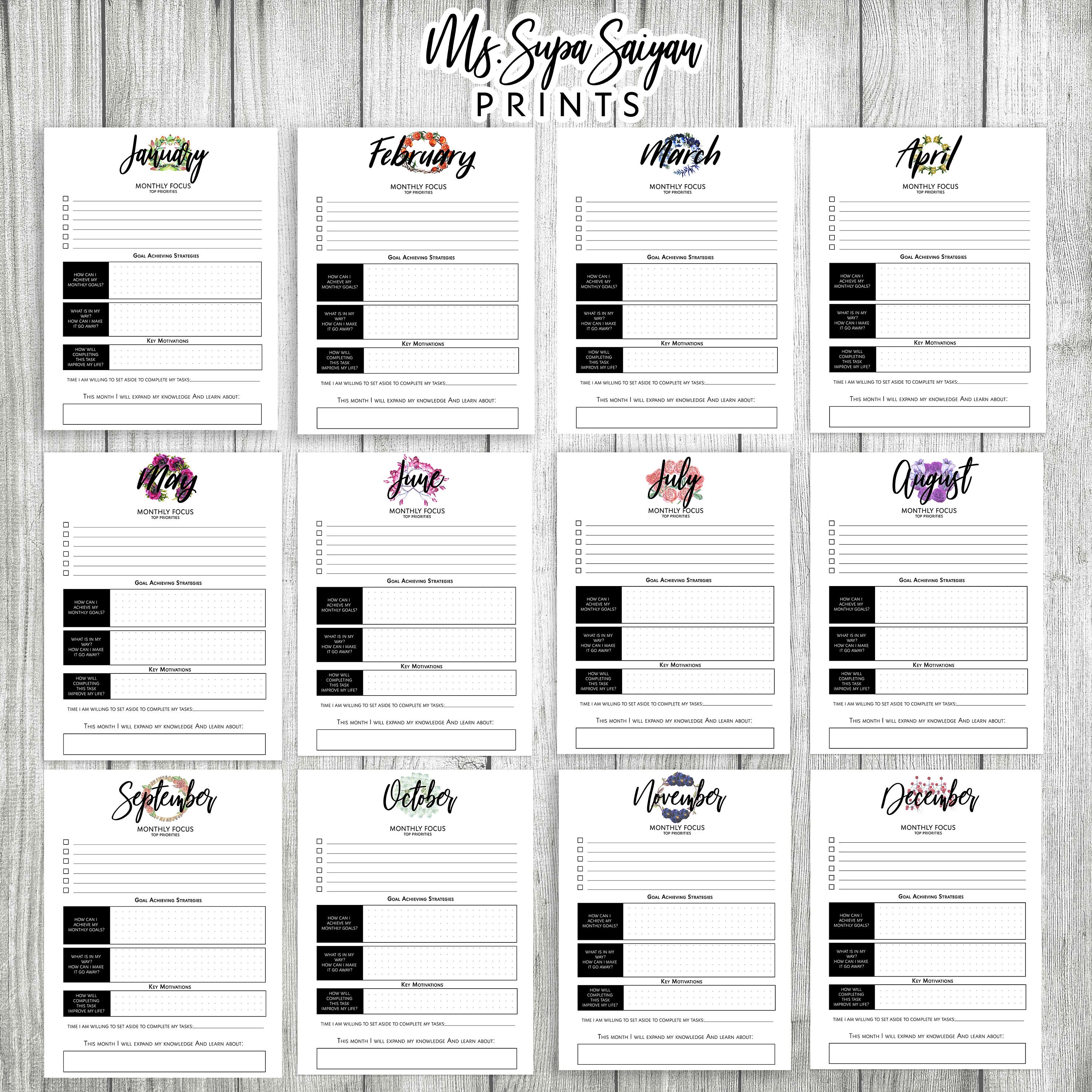 Monthly Focus Planner Monthly Goal Planner Goal Planner - Etsy