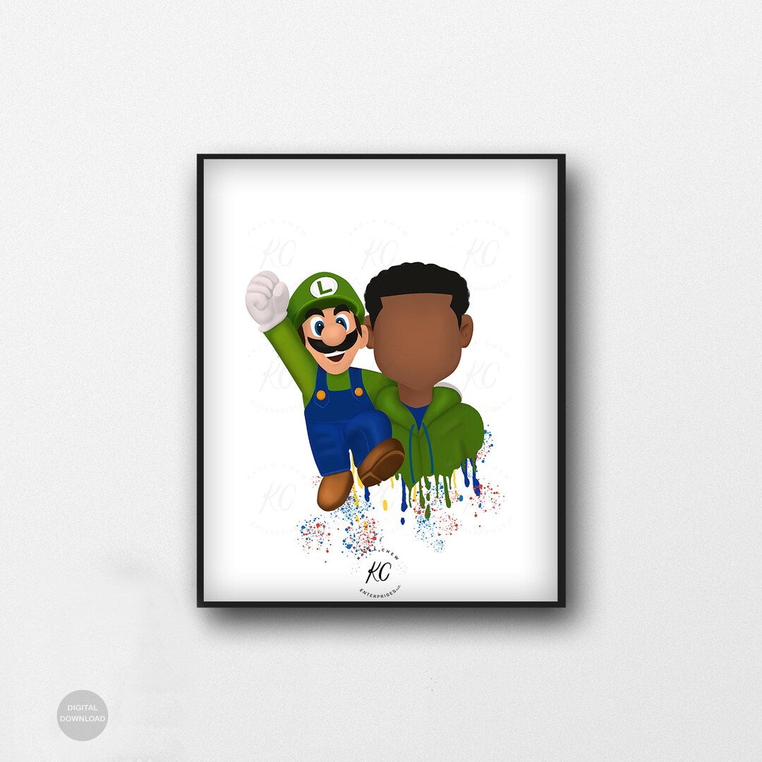 Luigi Super Mario Printable Art, Black Boy, Afro Art, African American ...
