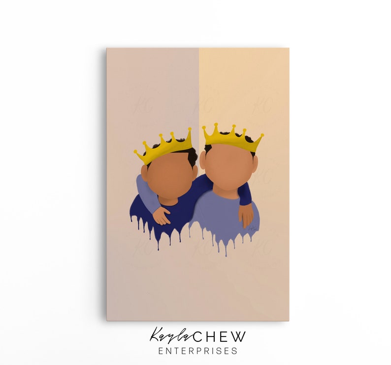 Two Young Kings Art Printable Brother Afro Art Printable - Etsy