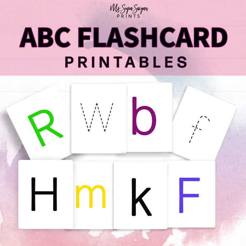 Alphabet Flashcards Printable Uppercase Lowercase Dashed - Etsy