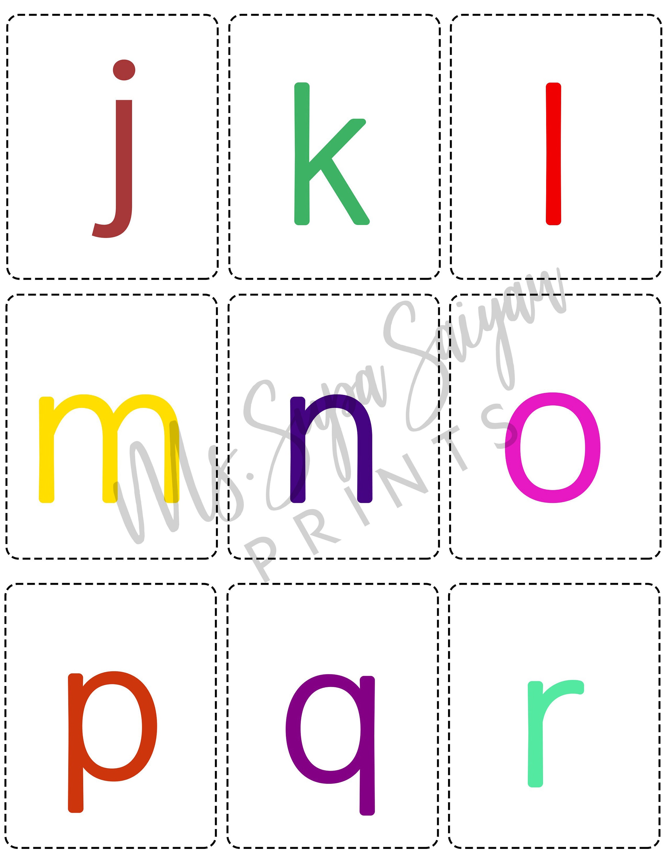 Alphabet Flashcards Printable Uppercase Lowercase Dashed Etsy