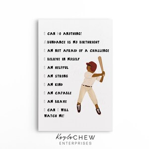 Baseball Affirmation Art Printable, Sports Art, African American Art ...