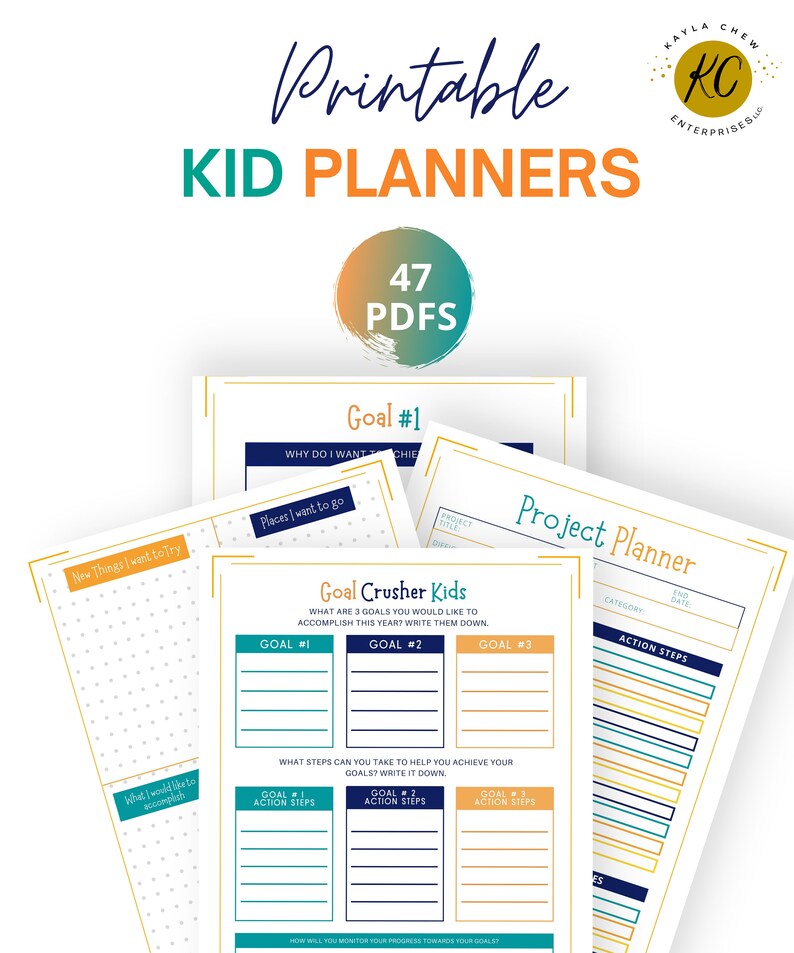 Kids Printable Goal Planner, Monthly Planner, Goal Setting, Printable ...