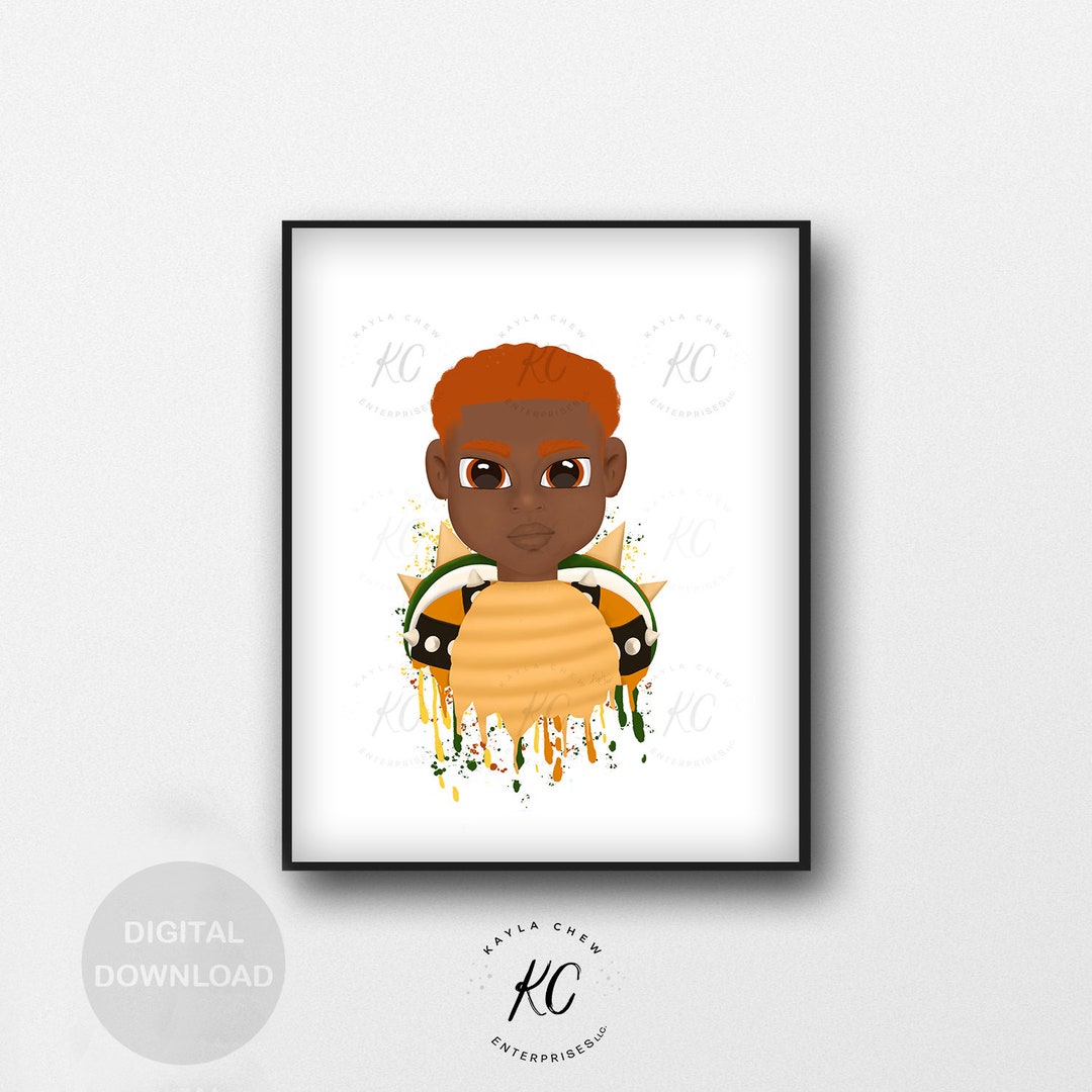 Bowser Super Mario Printable Art, Black Boy, Afro Art, African American ...