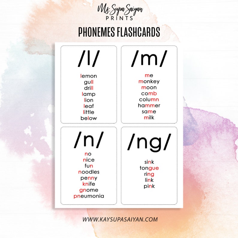 44 Phonemes Flashcards Printable 44 Phonemes Letter-sounds - Etsy Israel