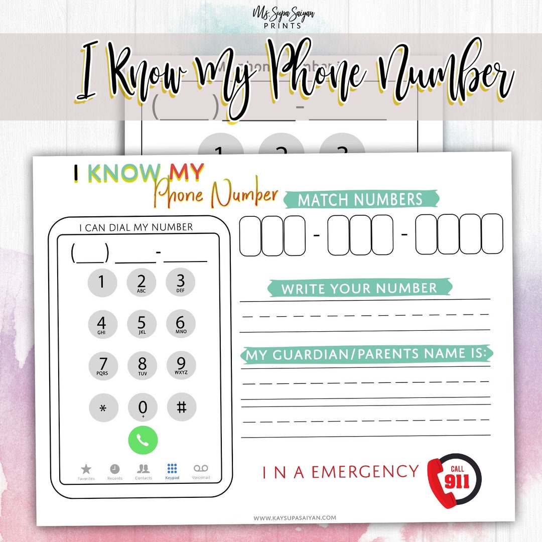I Know My Phone Number, Phone Number Practice, About Me Learning Tool ...