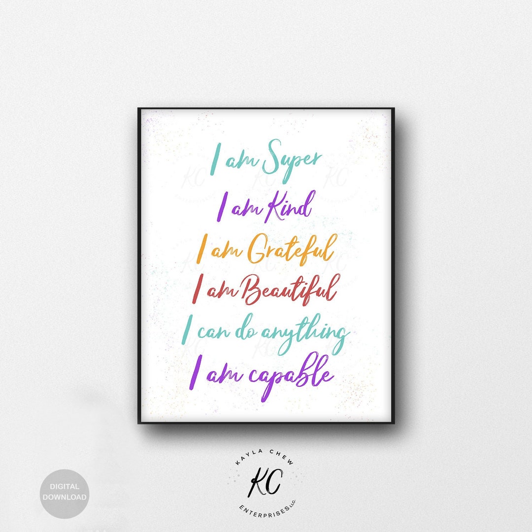 I Am Super Affirmation Printable, Printable Wall Art, Inspirational ...