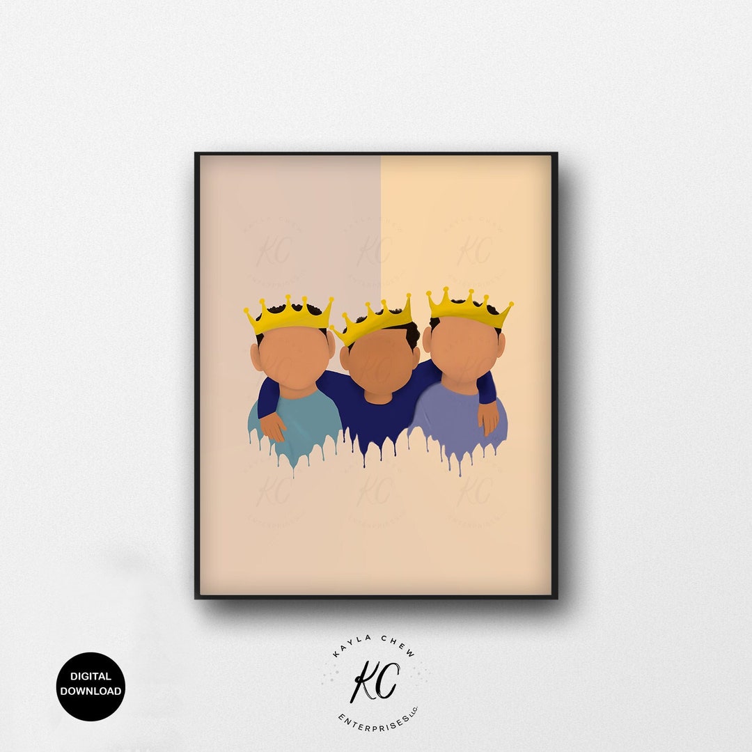 Three Young Kings (brothers) Art Printable, Brother Afro Art, Printable ...