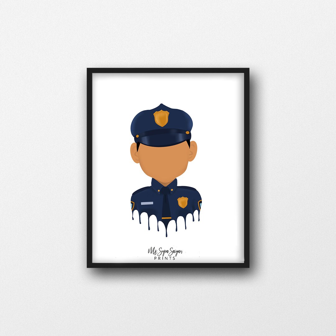 Police Officer Art Printable, Careers Art, African American Art ...