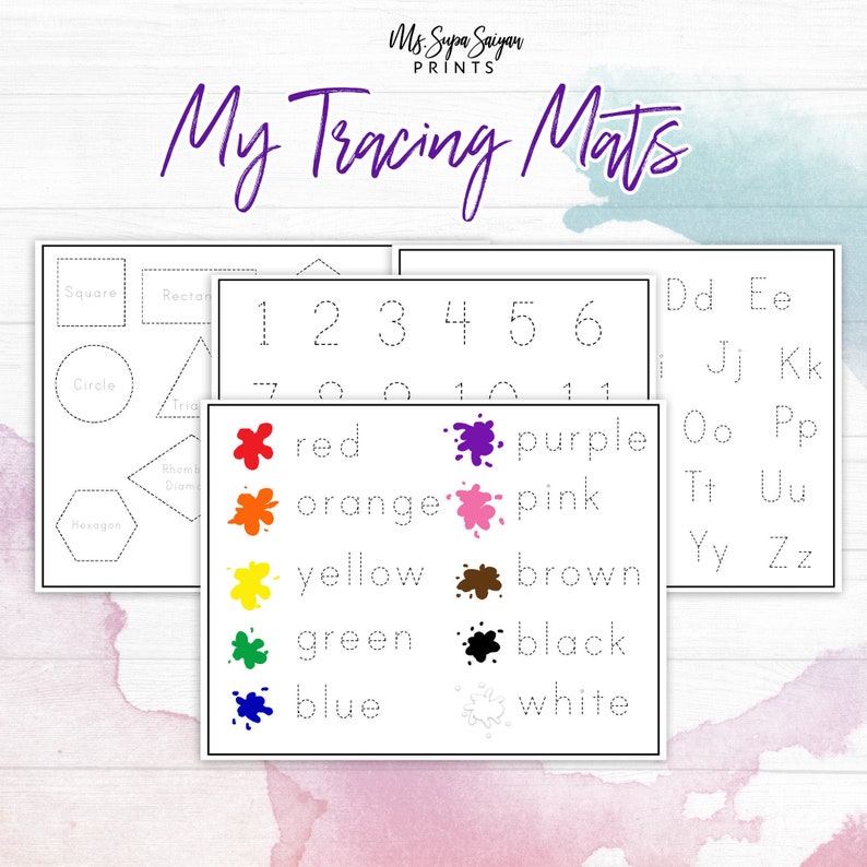 Tracing Mats Name Tracing Mat Practice Numbers Shapes and - Etsy
