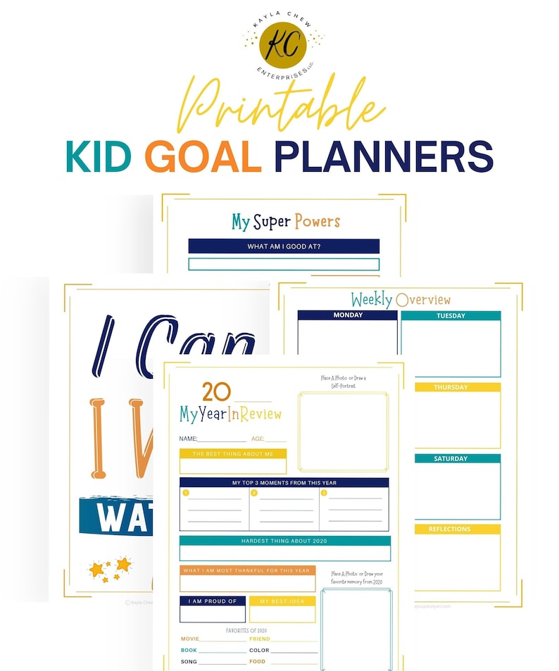 Kids Printable Goal Planner, Monthly Planner, Goal Setting, Printable ...