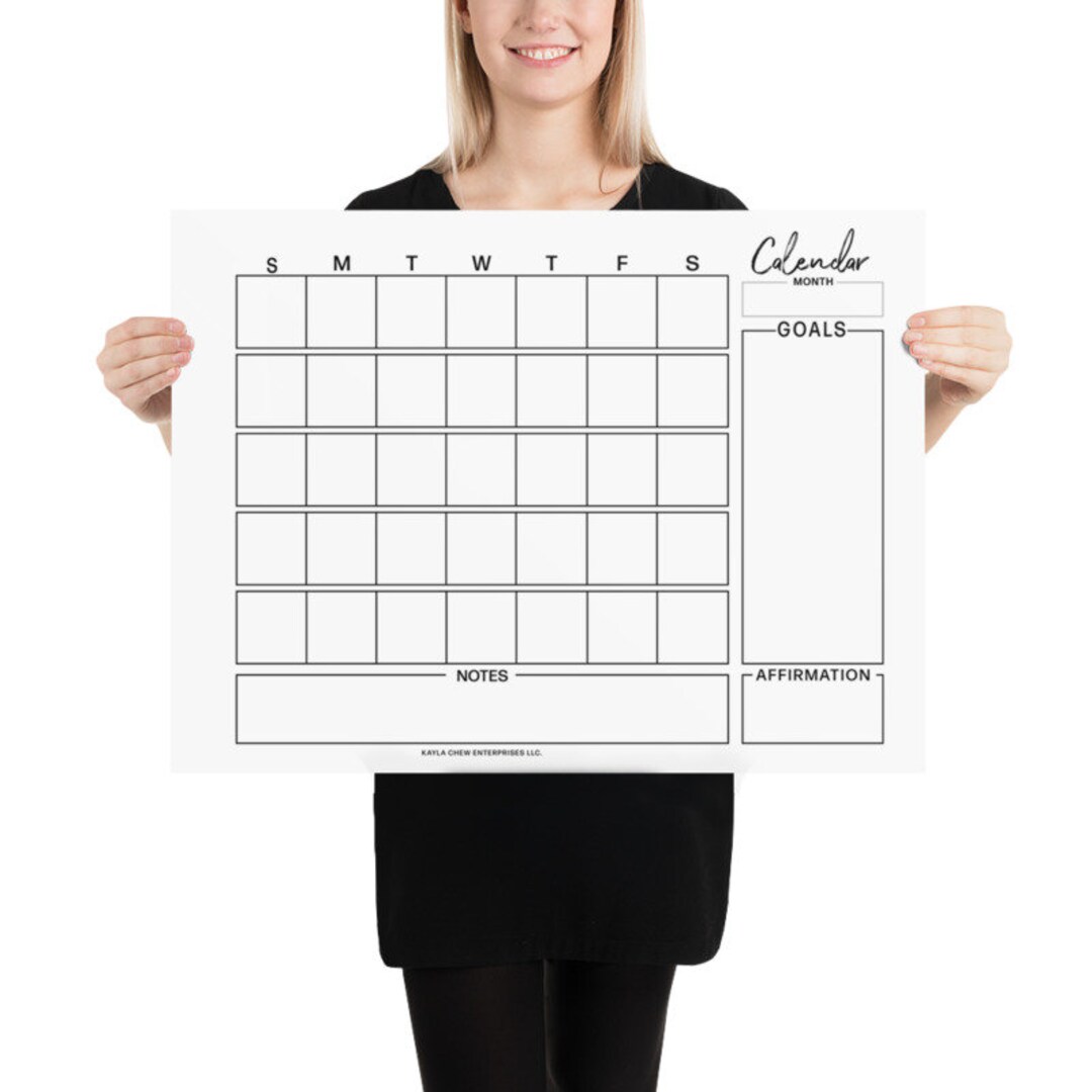 Printable Calendar, Monthly Calendar, Undated Calendar, Blank Calendar ...