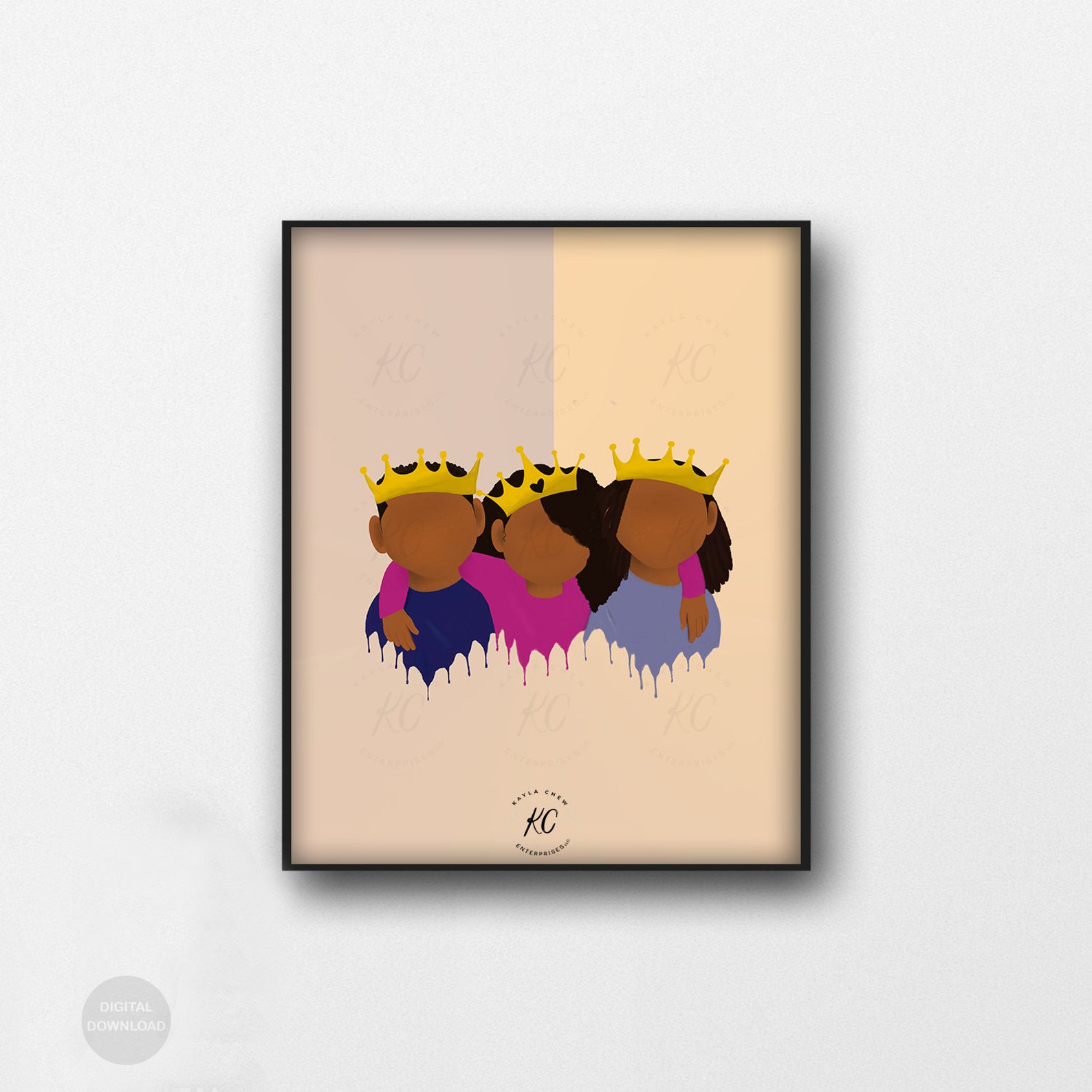 Young Kings and Young Queen, Brothers and Sister Art Printable, Afro ...