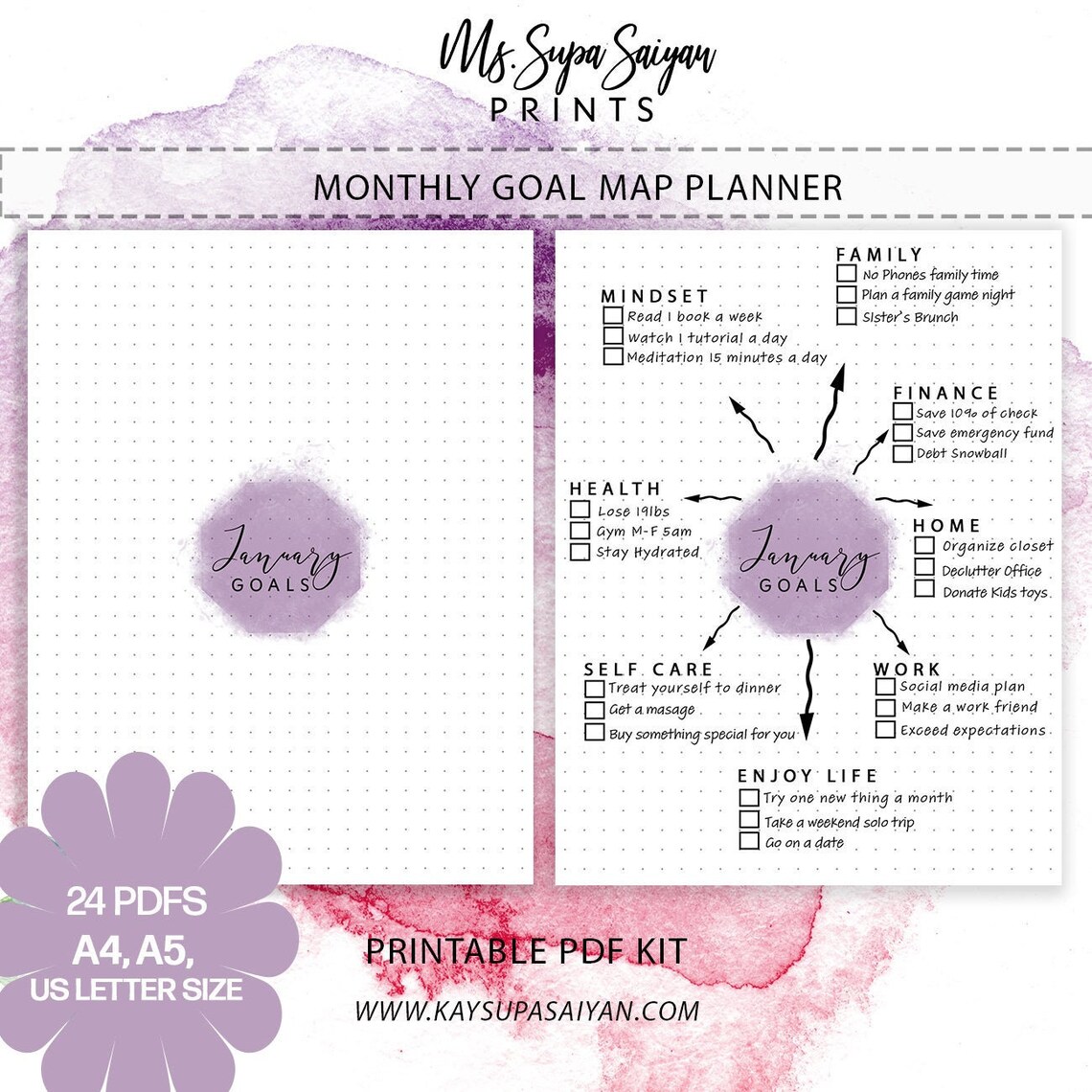Monthly Goal Map Printable, Monthly Goal Planner, Goal Planner, Goal ...