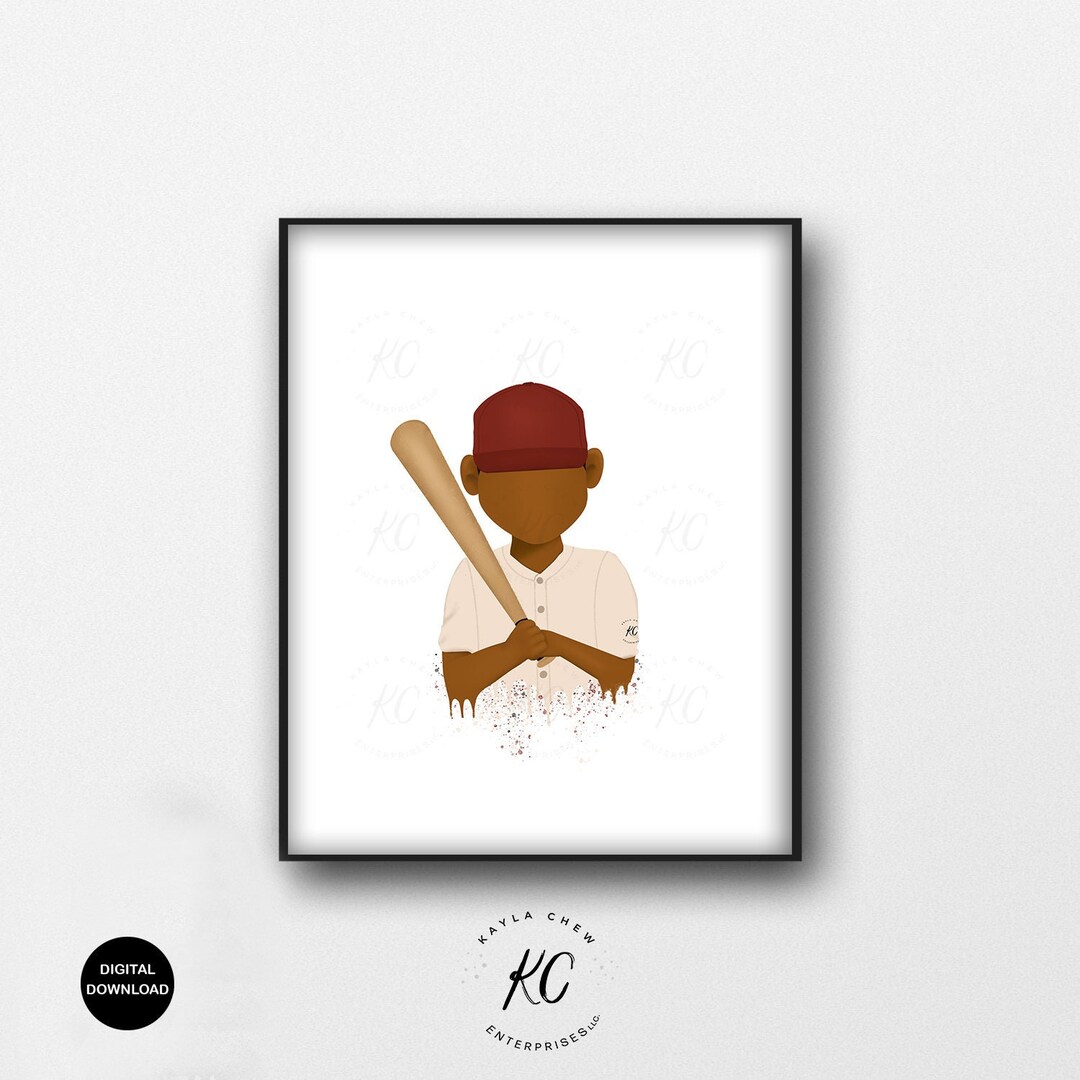 Baseball Art Printable, Afro Art, African American Art, Printable Wall ...