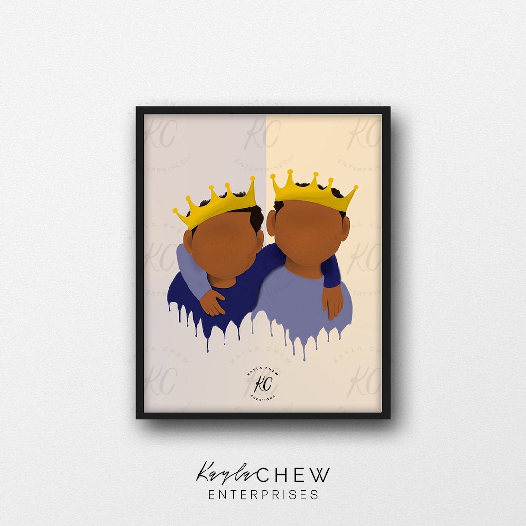 Two Young Kings Art Printable, Brother Afro Art, Printable Wall Art ...