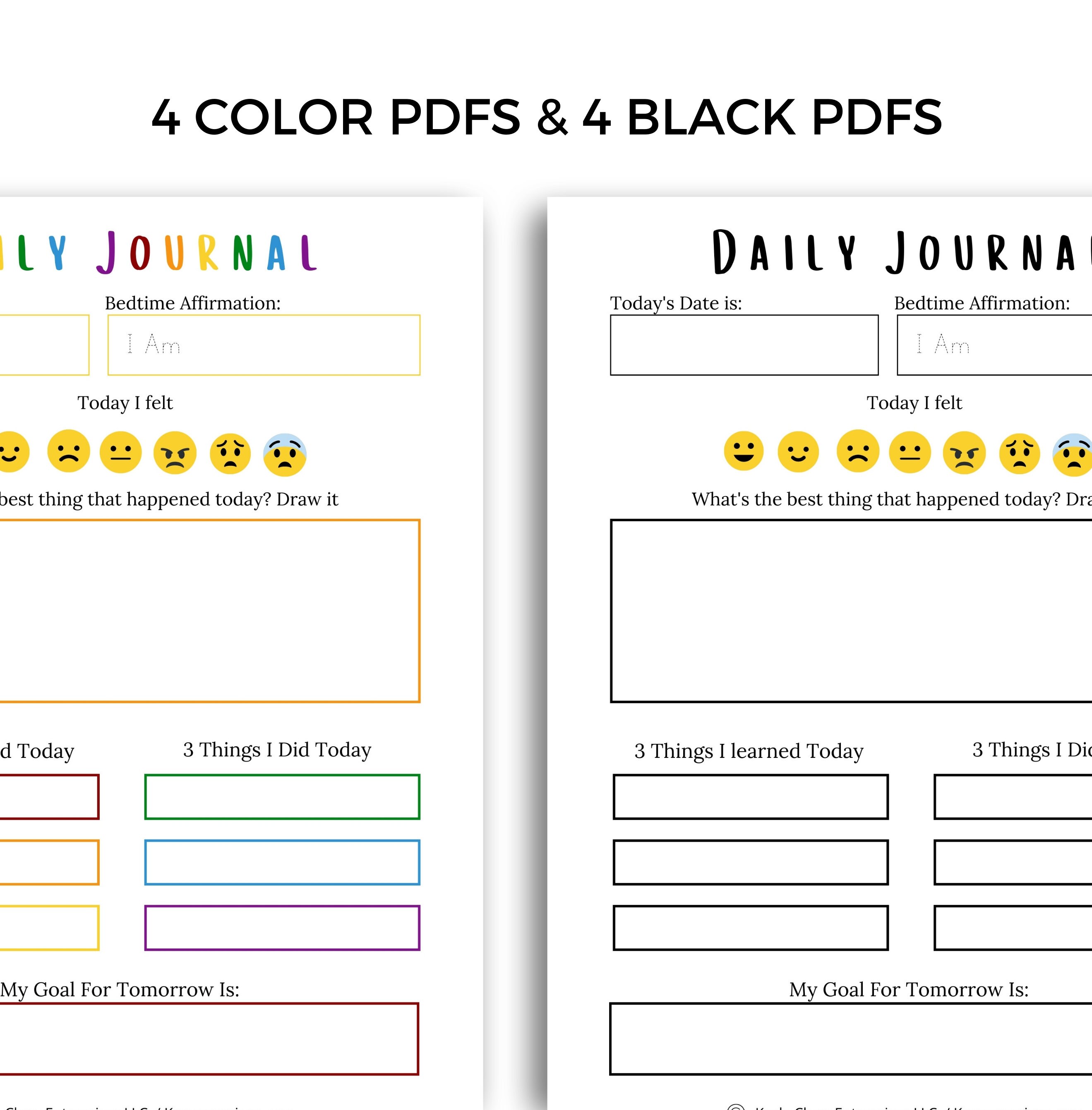 Kid's Daily Journal Printable Printable Planner Kids | Etsy