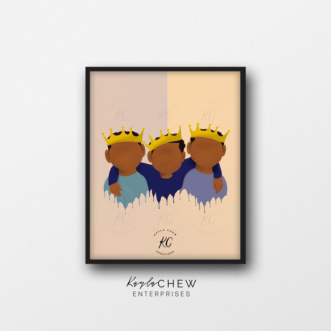 Three Young Kings (brothers) Art Printable, Brother Afro Art, Printable ...