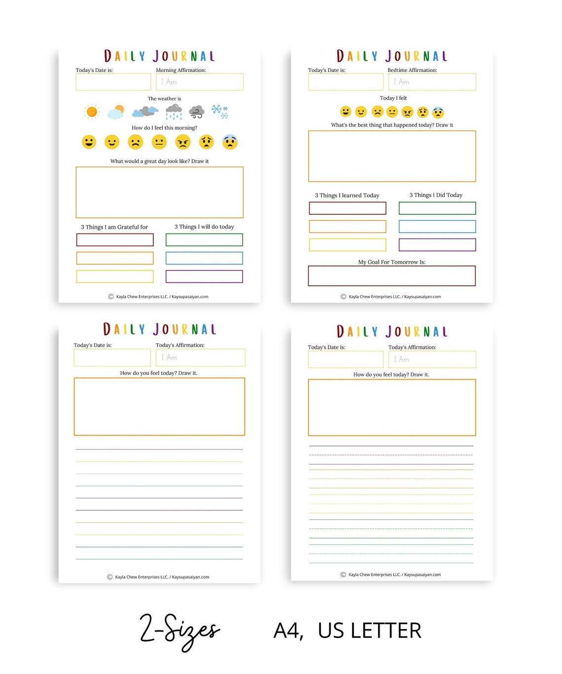 Kid's Daily Journal Printable Printable Planner Kids | Etsy
