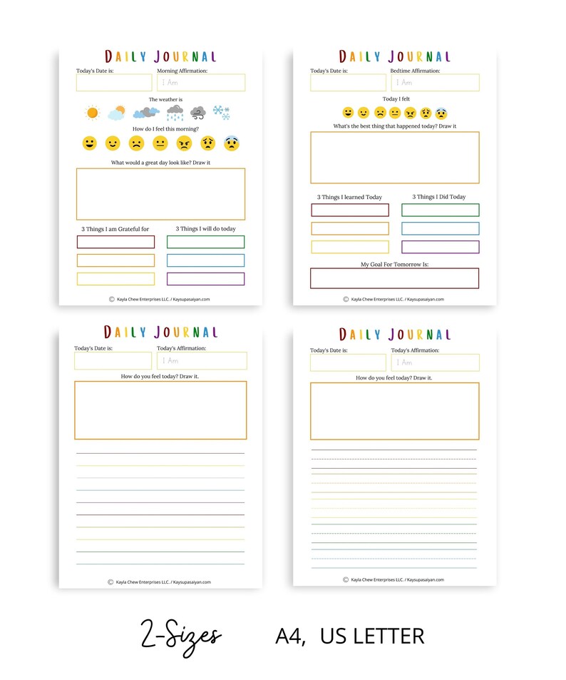 Kid's Daily Journal Printable Printable Planner Kids | Etsy