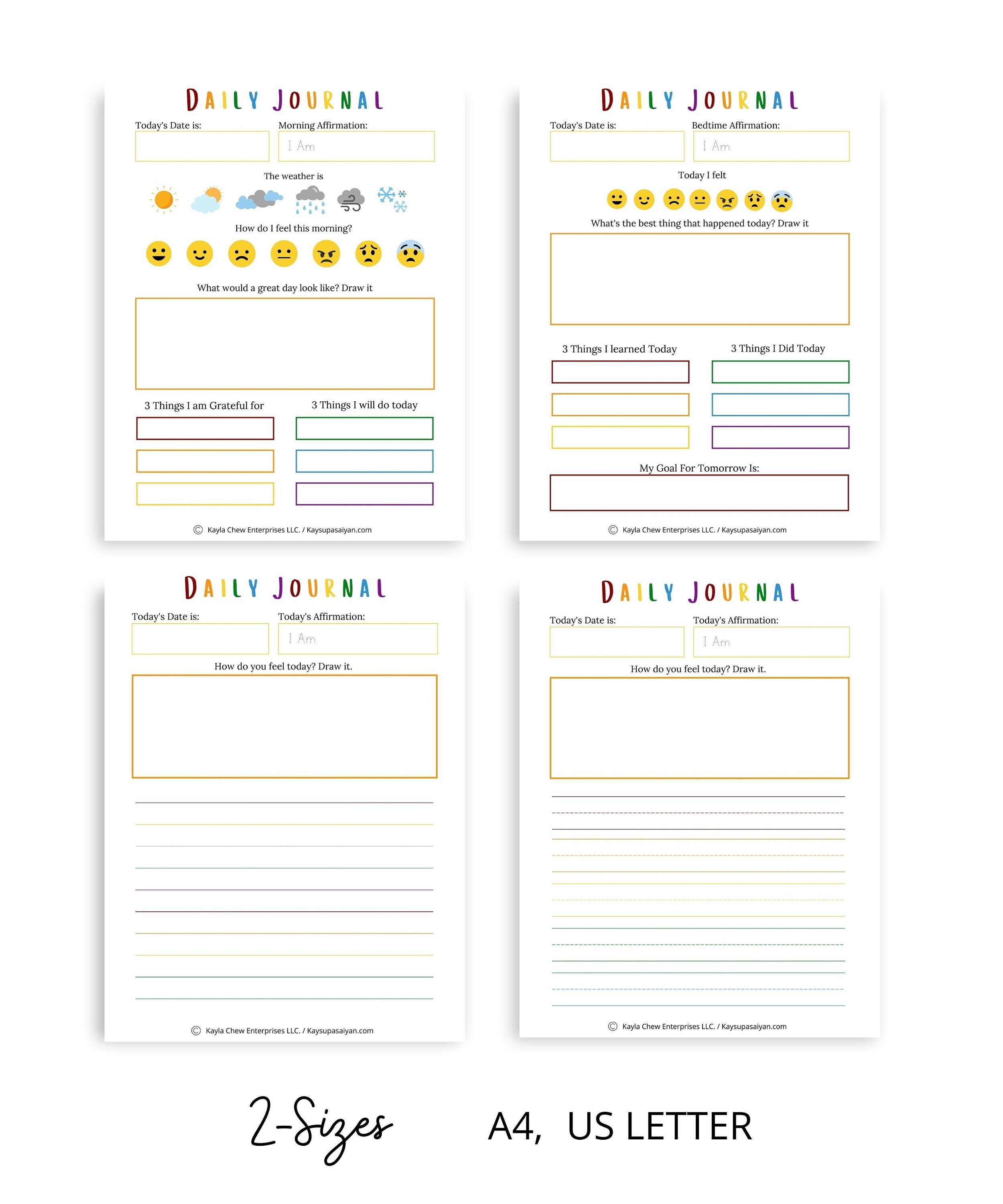 Kid's Daily Journal Printable Printable Planner Kids | Etsy