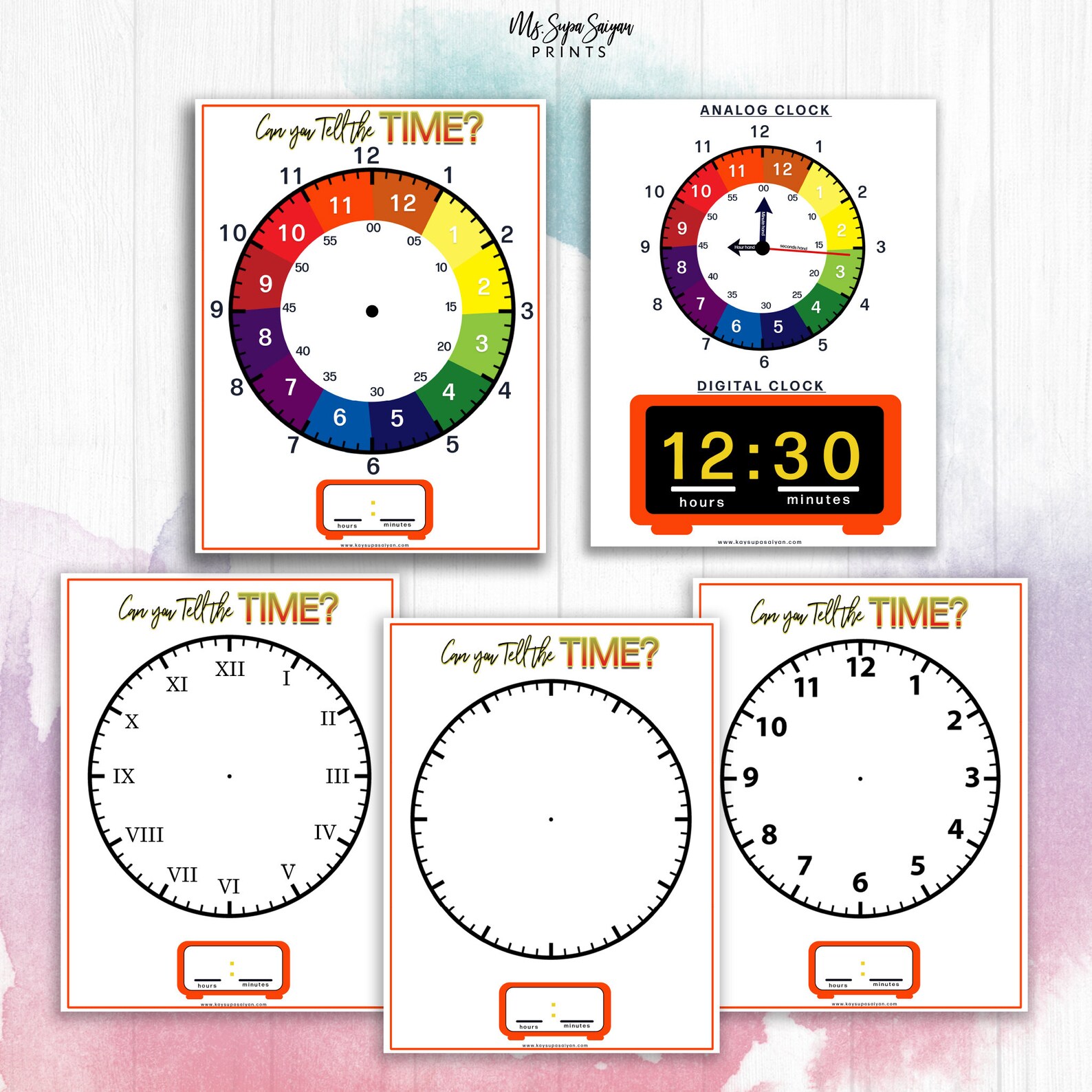 Learn to Tell Time Pre-k Learning Telling the Time - Etsy