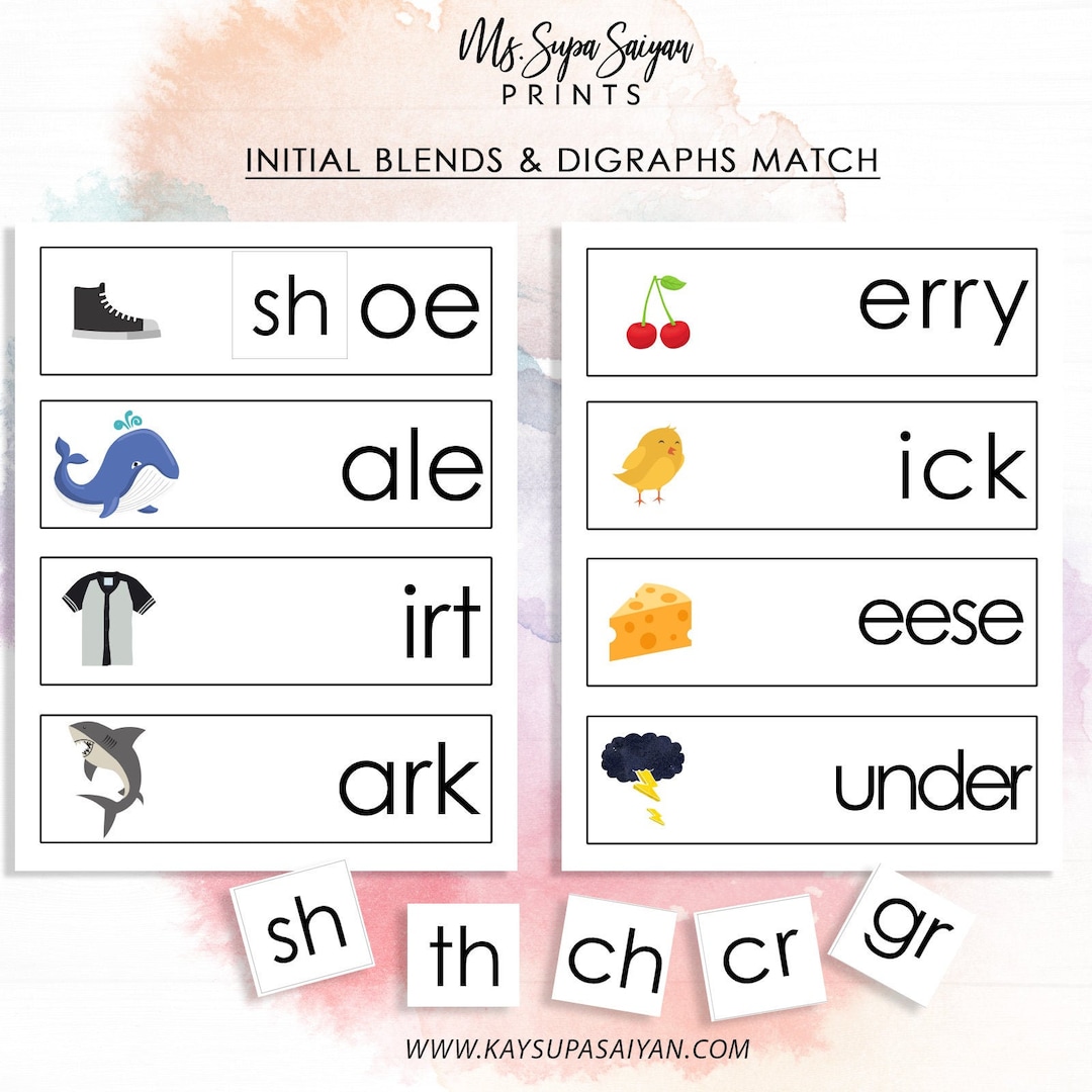 Initial Consonant Blends & Beginning Sounds Match- Printable Activity ...