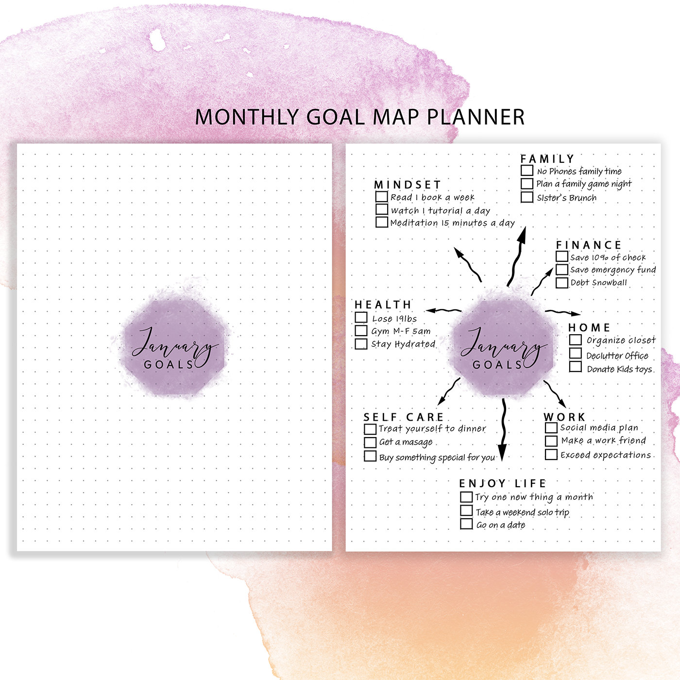 Monthly Goal Map Printable, Monthly Goal Planner, Goal Planner, Goal ...
