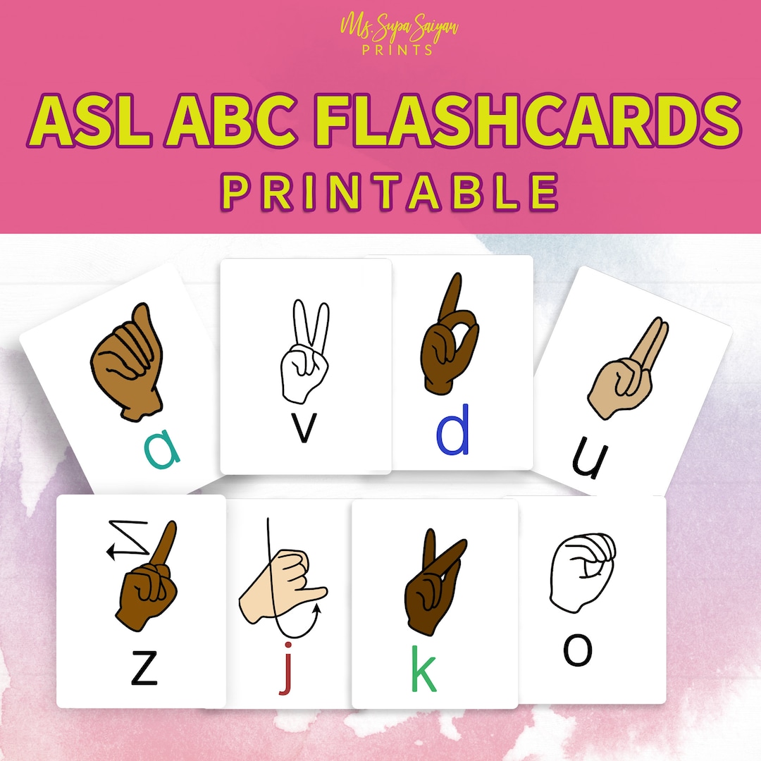 ASL Alphabet Flashcards, Flash Cards, ASL Flashcards, Pre-k Flashcards ...