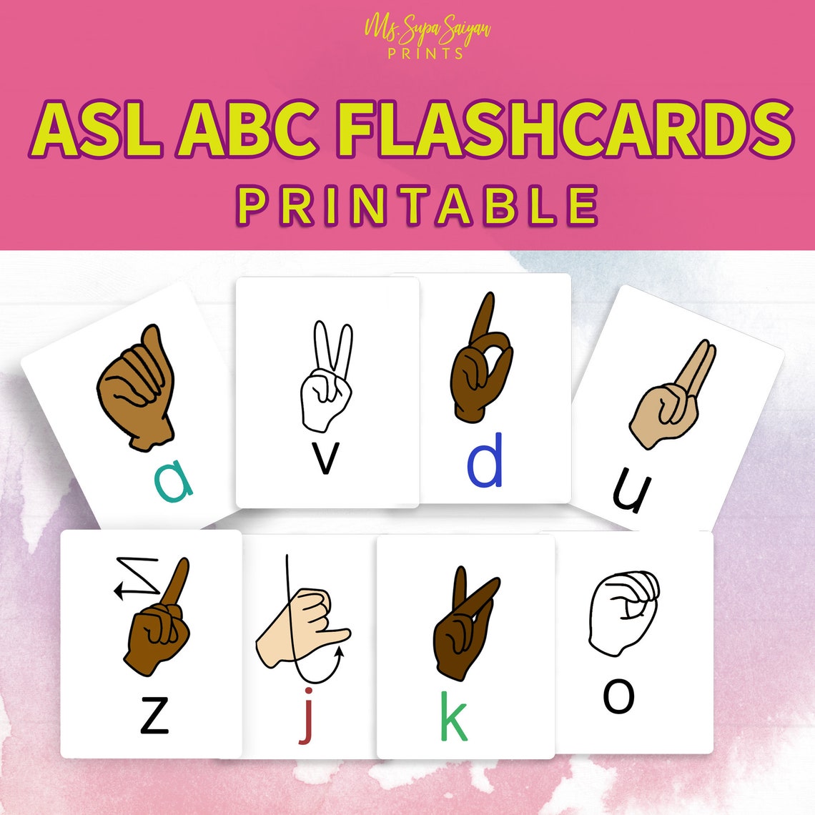 ASL Alphabet Flashcards Flash Cards ASL Flashcards Pre-k | Etsy