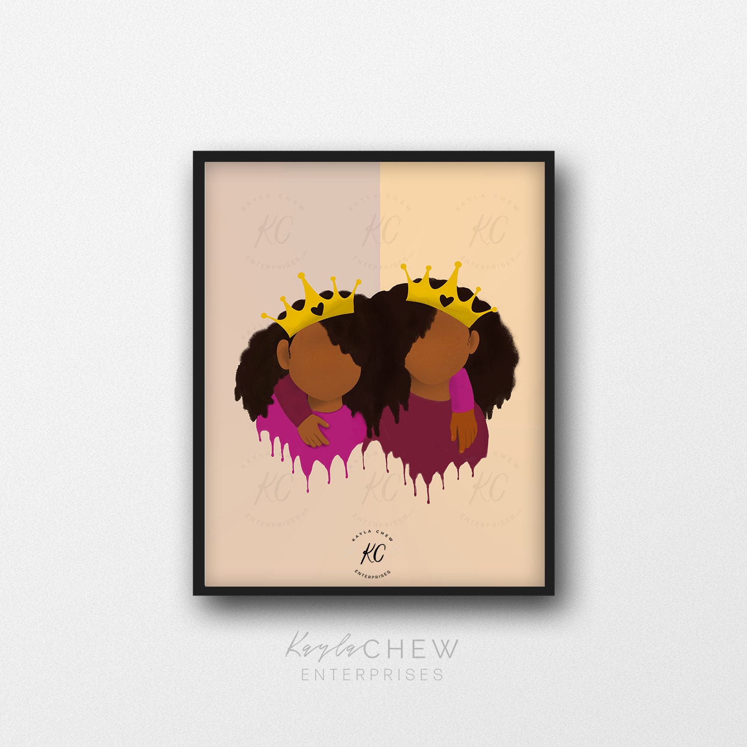 Two Young Queens Sisters Art Printable Afro Art Printable - Etsy